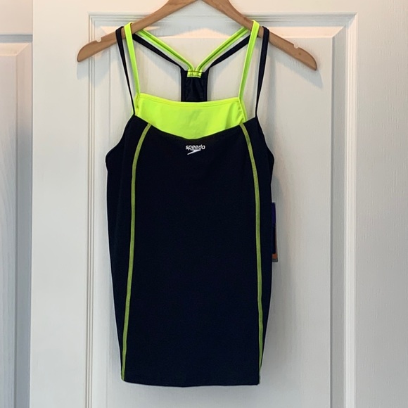 Speedo | Tops | Speedo Endurance Womens Sport Neon Black Halter With ...